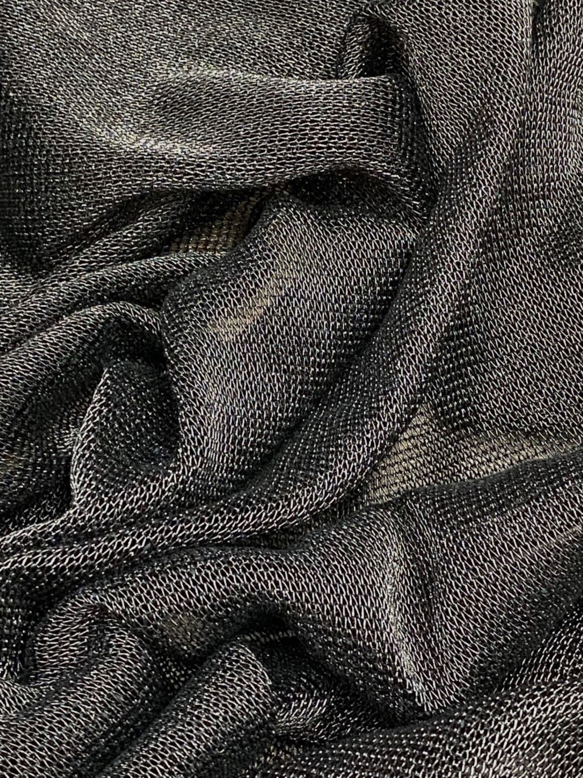 Stretch Metallic Black Mesh Chainmail Fabric, 60" Wide, Sheer, 2-way ...