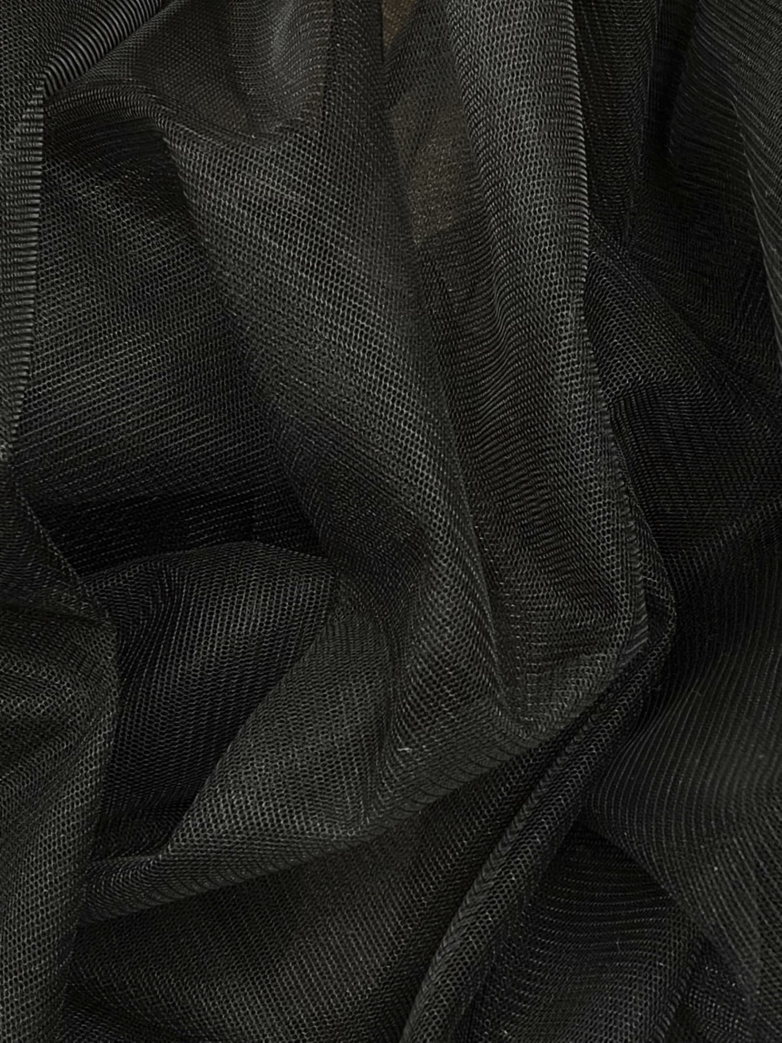 Solid Black Two Way Stretch Nylon English Net Mesh Fabric by the Yard ...