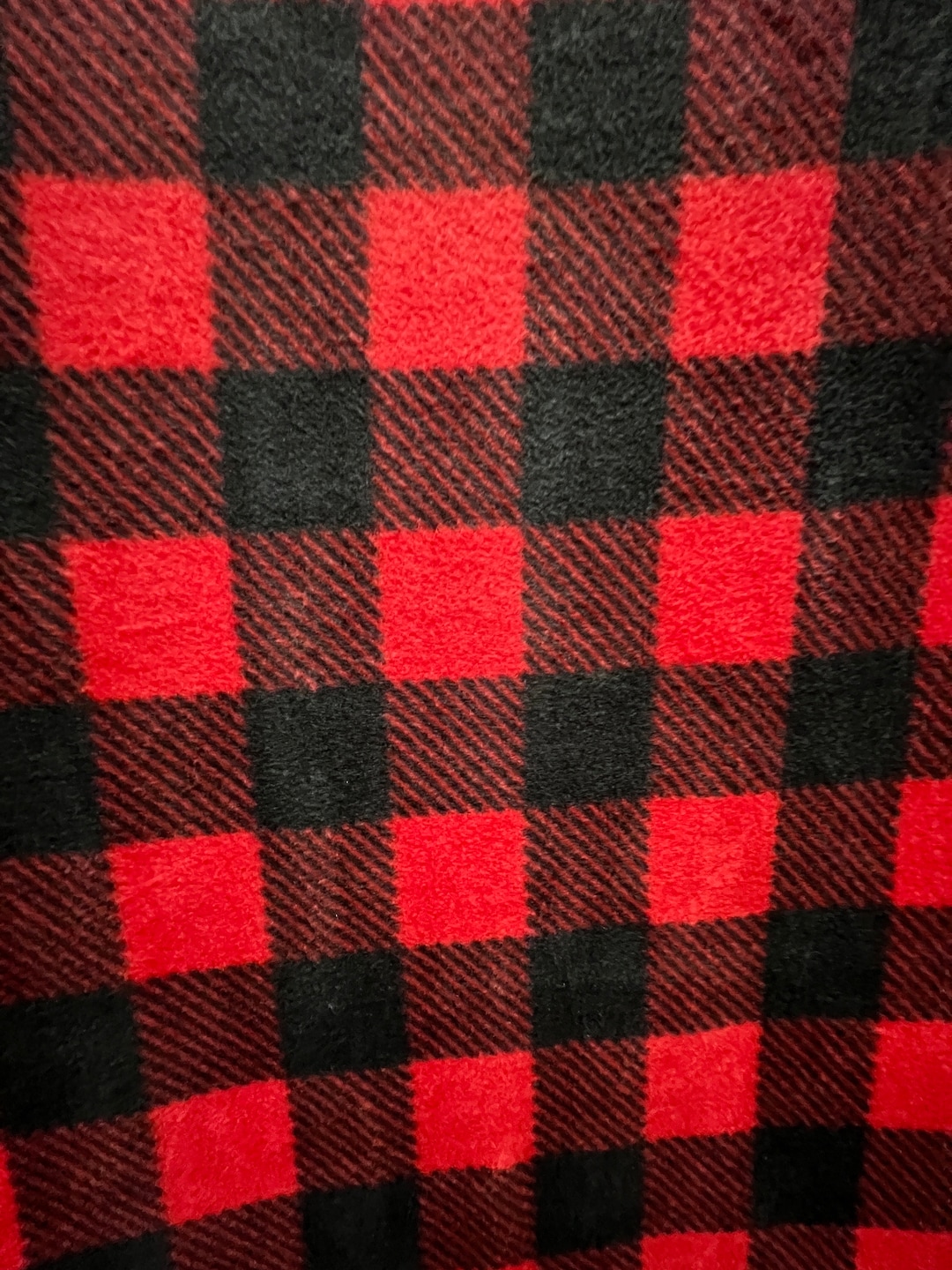Checkered Tartan Plaid Red & Black Fleece Fabric by the Yard, 60” Wide ...