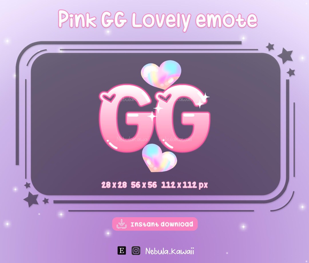 Pink GG Lovely Emote / Twitch / Streamer / GG Emote / Cute Emote ...