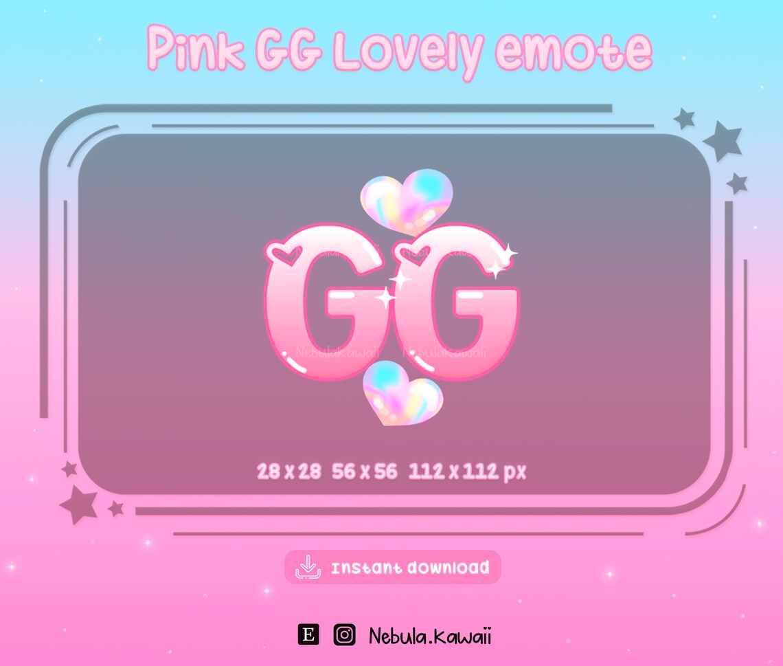 Pink GG Lovely Emote / Twitch / Streamer / GG Emote / Cute Emote ...