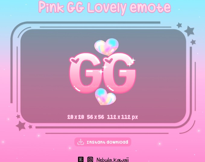 Pink GG Lovely Emote / Twitch / Streamer / GG Emote / Cute - Etsy