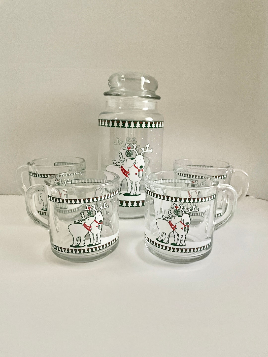 Choice of Vintage Anchor Hocking Cathy Heck Kissing Reindeer Glass ...