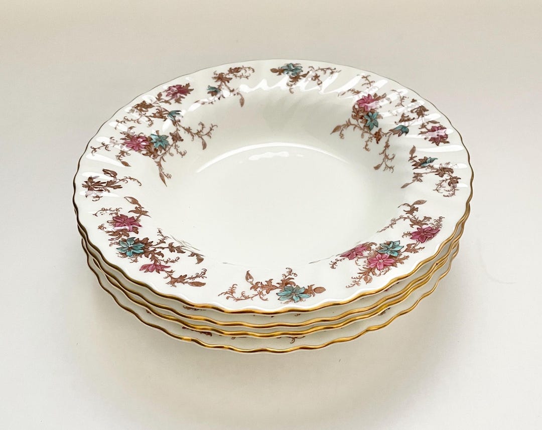 Vintage Minton England Ancestral Rim Soup Bowls Set of 4 Wreath ...
