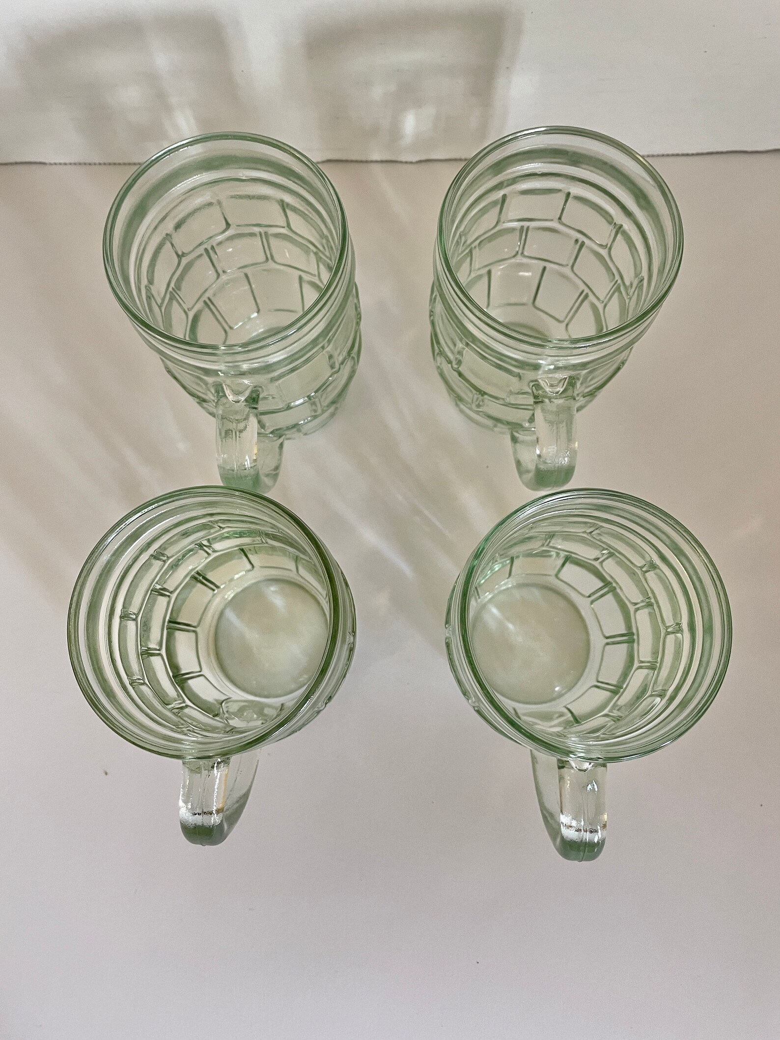 Vintage Green Glass Barrel Mugs Set of 4 | Etsy