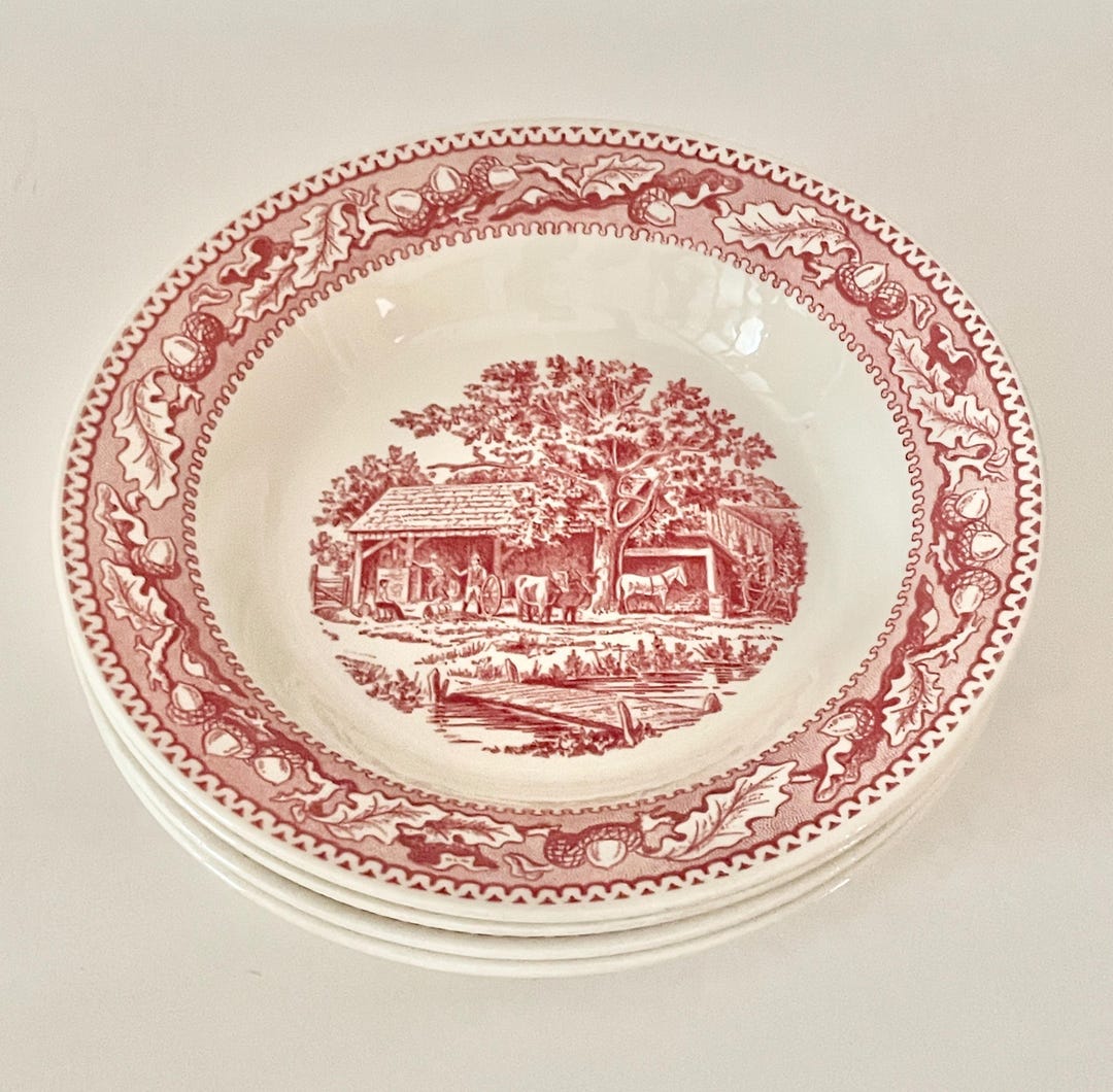 Vintage Royal China Memory Lane Pink Transferware Ironstone Rim Soup ...