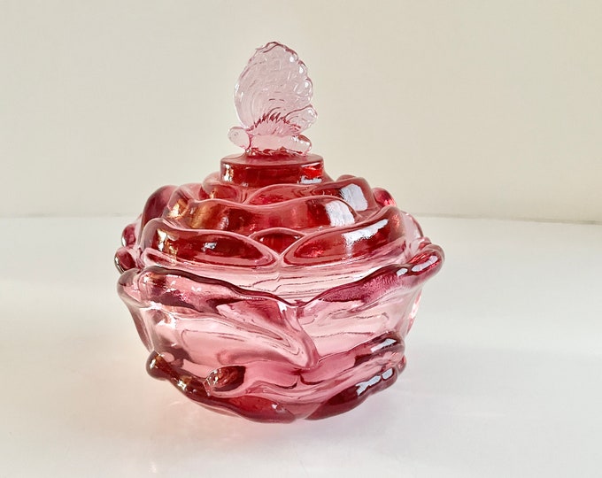 Vintage Fenton Dusty Rose Butterfly Box & Lid - Etsy