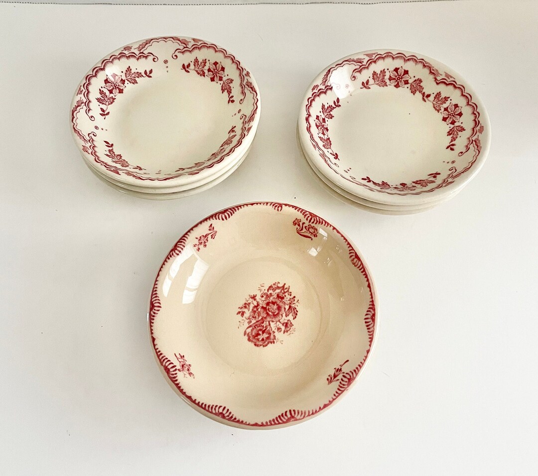 Vintage Sterling China Restaurant Ware Red Floral Small Fruit Dessert ...