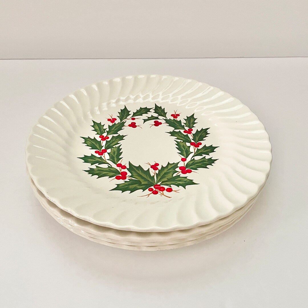 Vintage Scio Holly Dinner Plates Set of 4 - Etsy