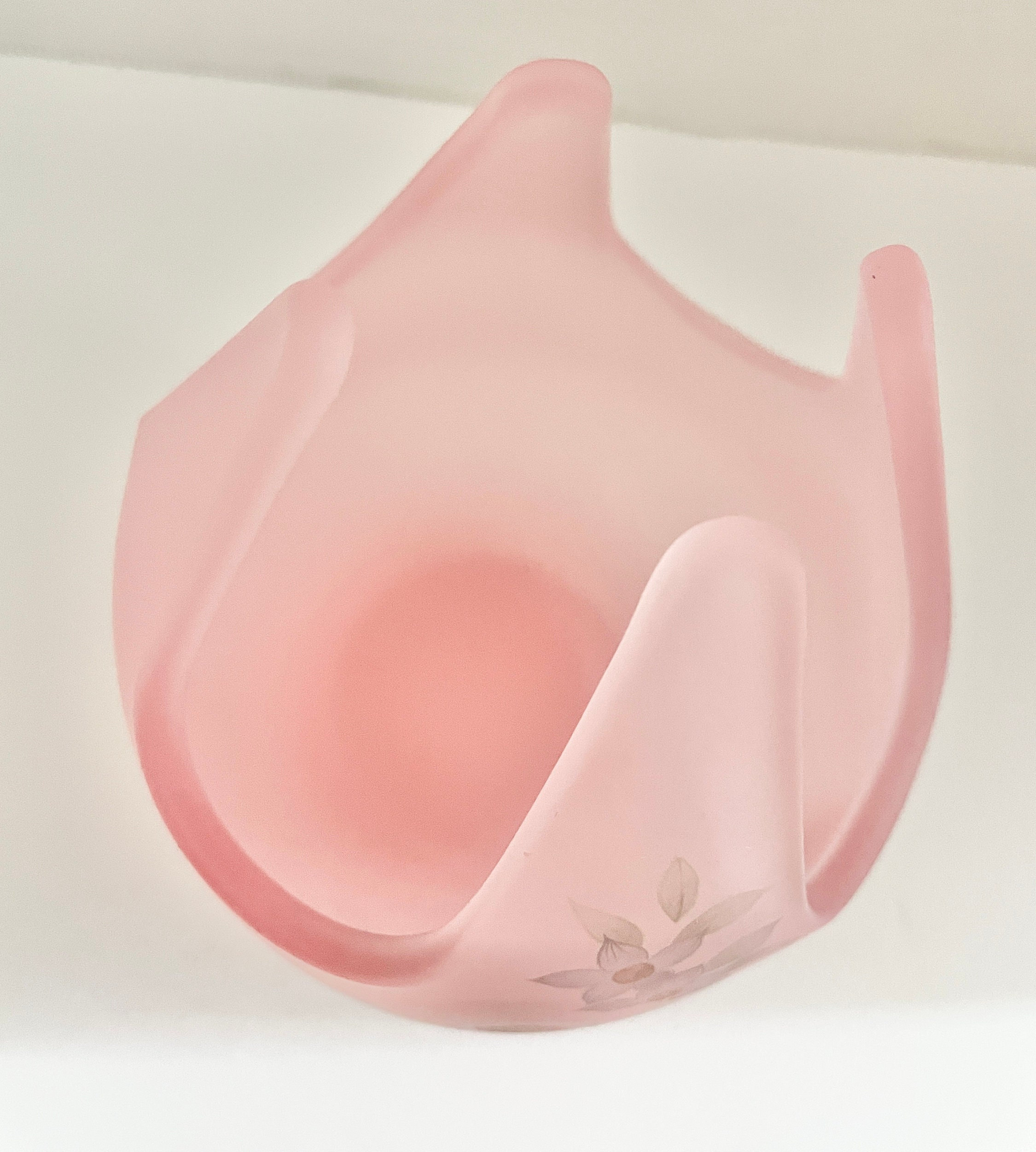 Vintage Viking Glass Plum Pink Satin Frosted Flower Light - Etsy