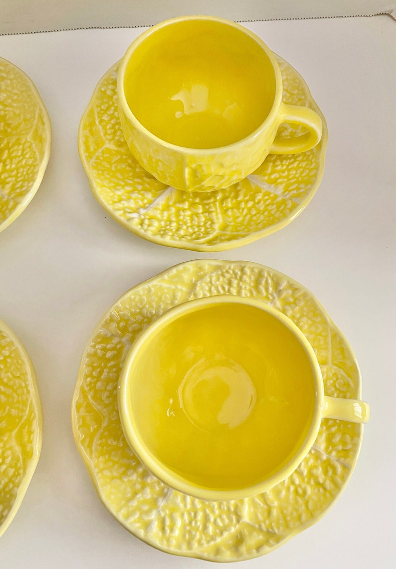 Vintage Secla Portugal Cabbage Yellow Flat Cup and Saucer Set - Etsy