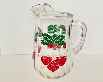 Strawberry Glass and Pitcher - Etsy