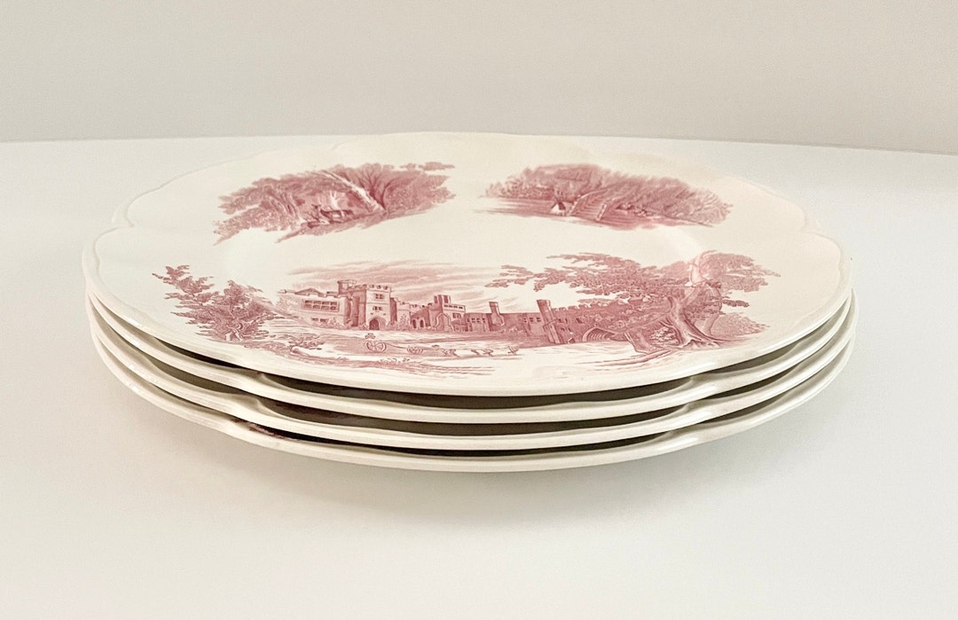 Vintage Johnson Brothers Haddon Hall Pink Dinner Plates Set of 4 - Etsy