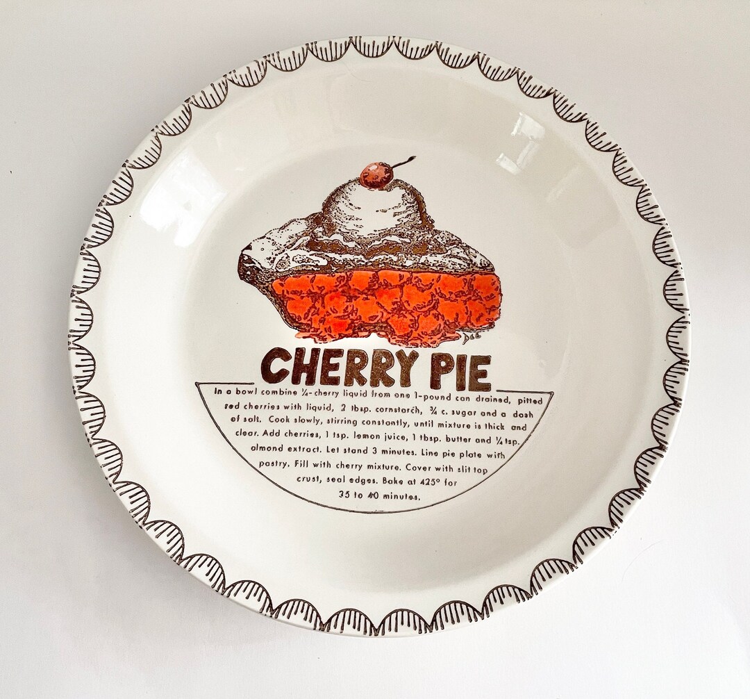 Vintage Cherry Pie Recipe Pie Plate - Etsy