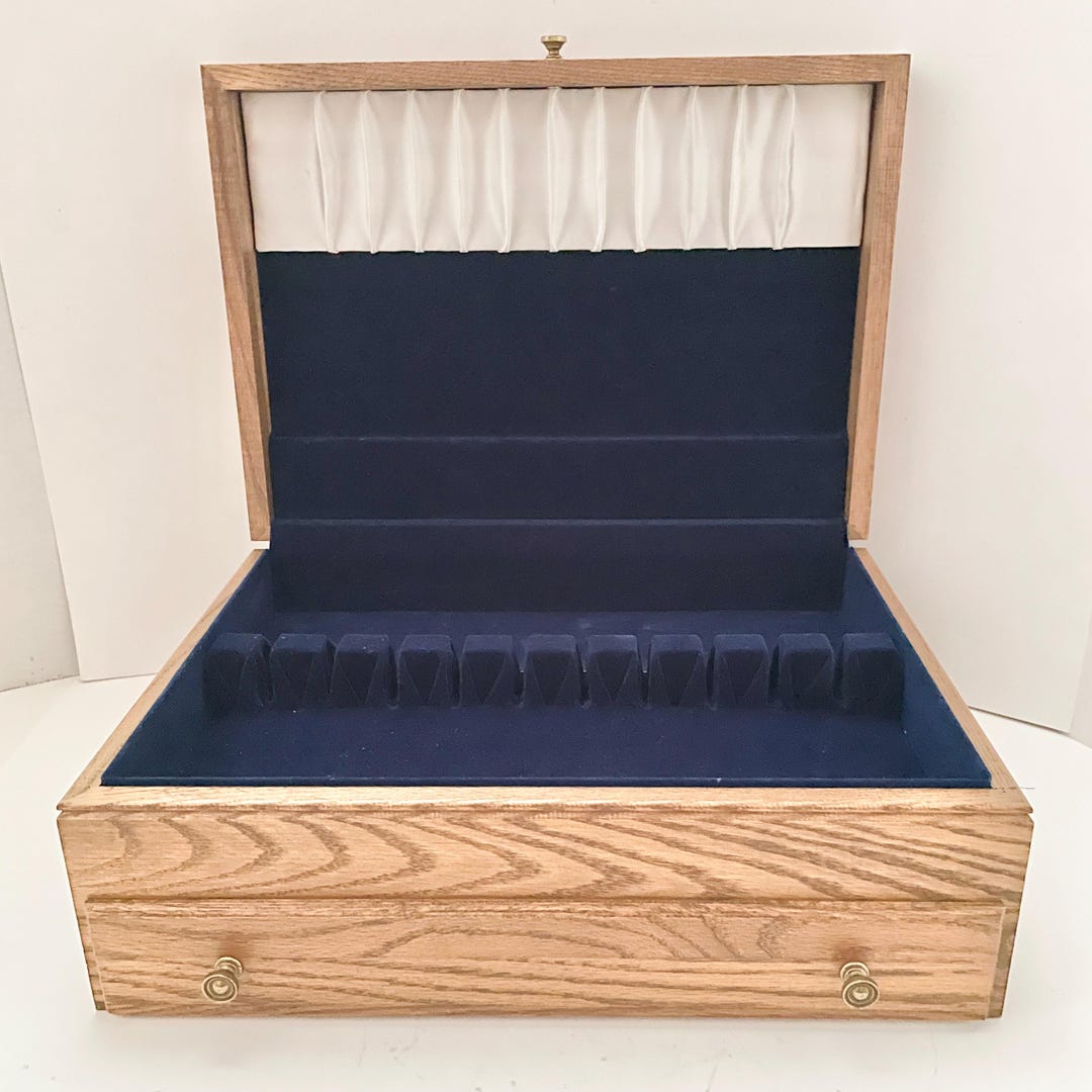 Vintage Mcgraw Handcrafted Solid Wood Flatware Silverware Storage Chest ...
