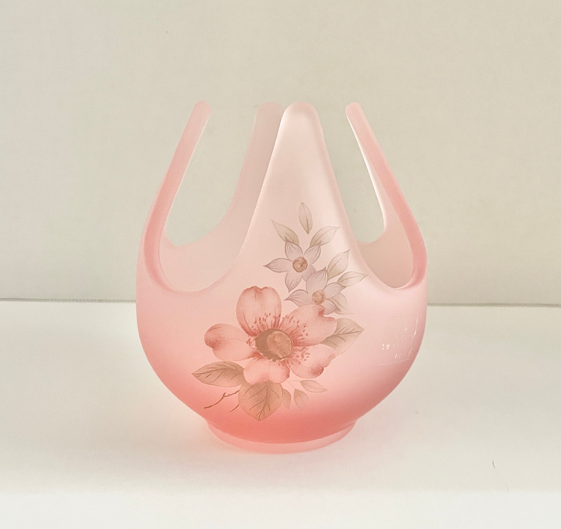 Vintage Viking Glass Plum Pink Satin Frosted Flower Light - Etsy