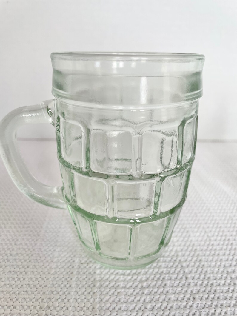 Vintage Green Glass Barrel Mugs Set of 4 | Etsy