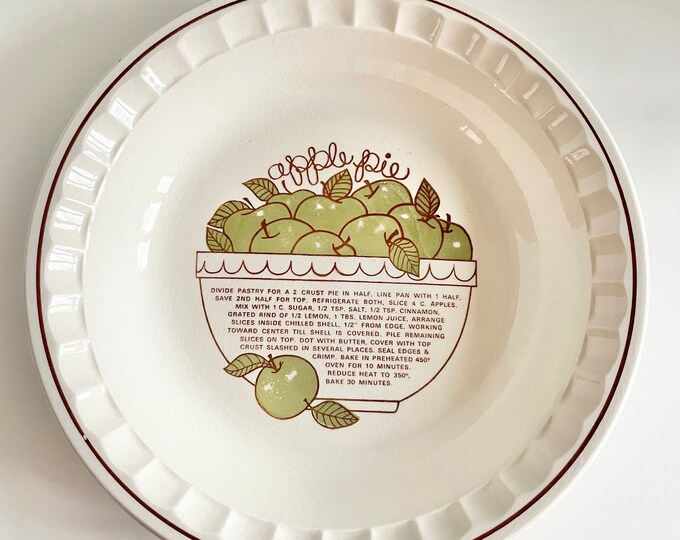 Vintage Deep Dish Apple Pie Recipe Pie Plate - Etsy