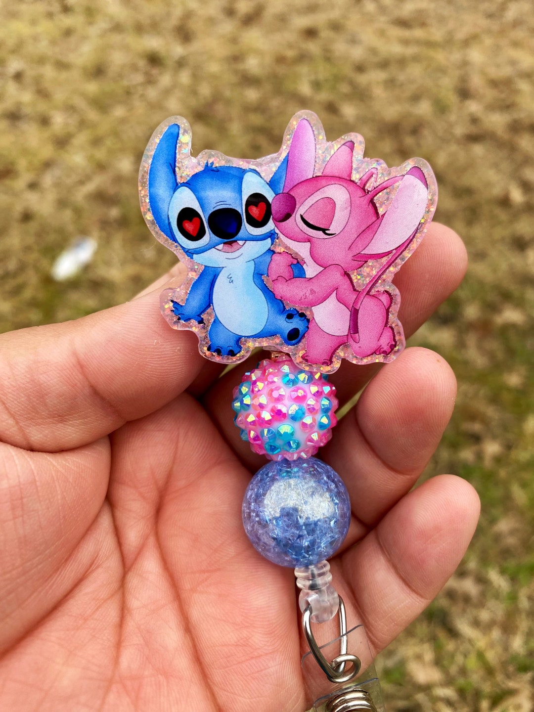 Stitch and Angel Badge Reel, Nurse Accessories, Valentines Badge Reel ...