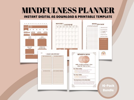 Mindfulness Planner Minimalist Digital Planner Printable - Etsy