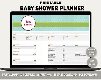 Baby Shower Excel Sheet - Etsy