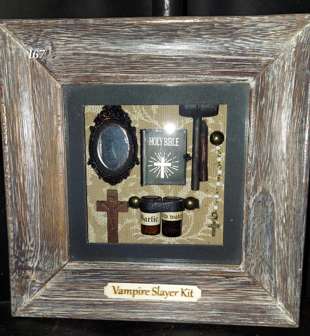 Vampire Slayer Hunter Kit Miniature , Vampire. Shadow Box, Dracula ...