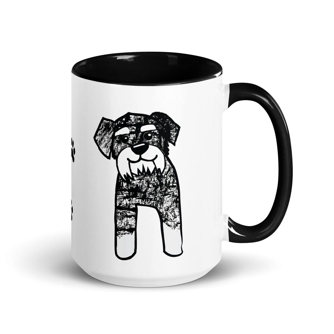 Black Schnauzer Dog Mug With Color Inside - Etsy