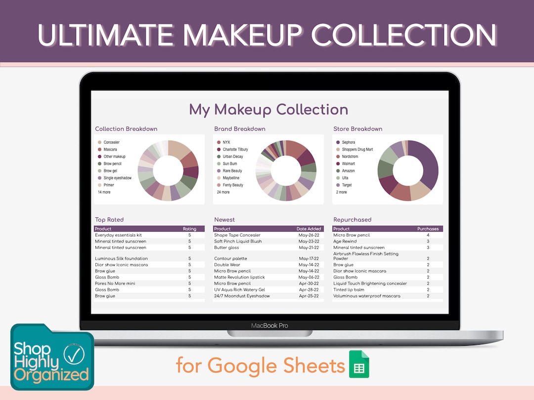 Makeup Collection Tracker: Google Sheets Inventory Template (digital ...