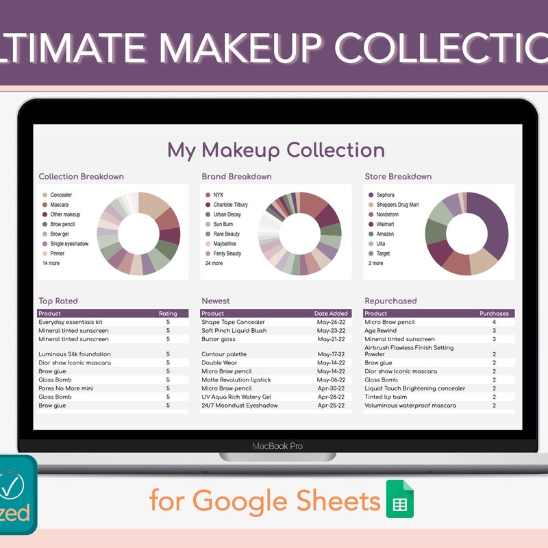 Makeup Inventory Template - Etsy