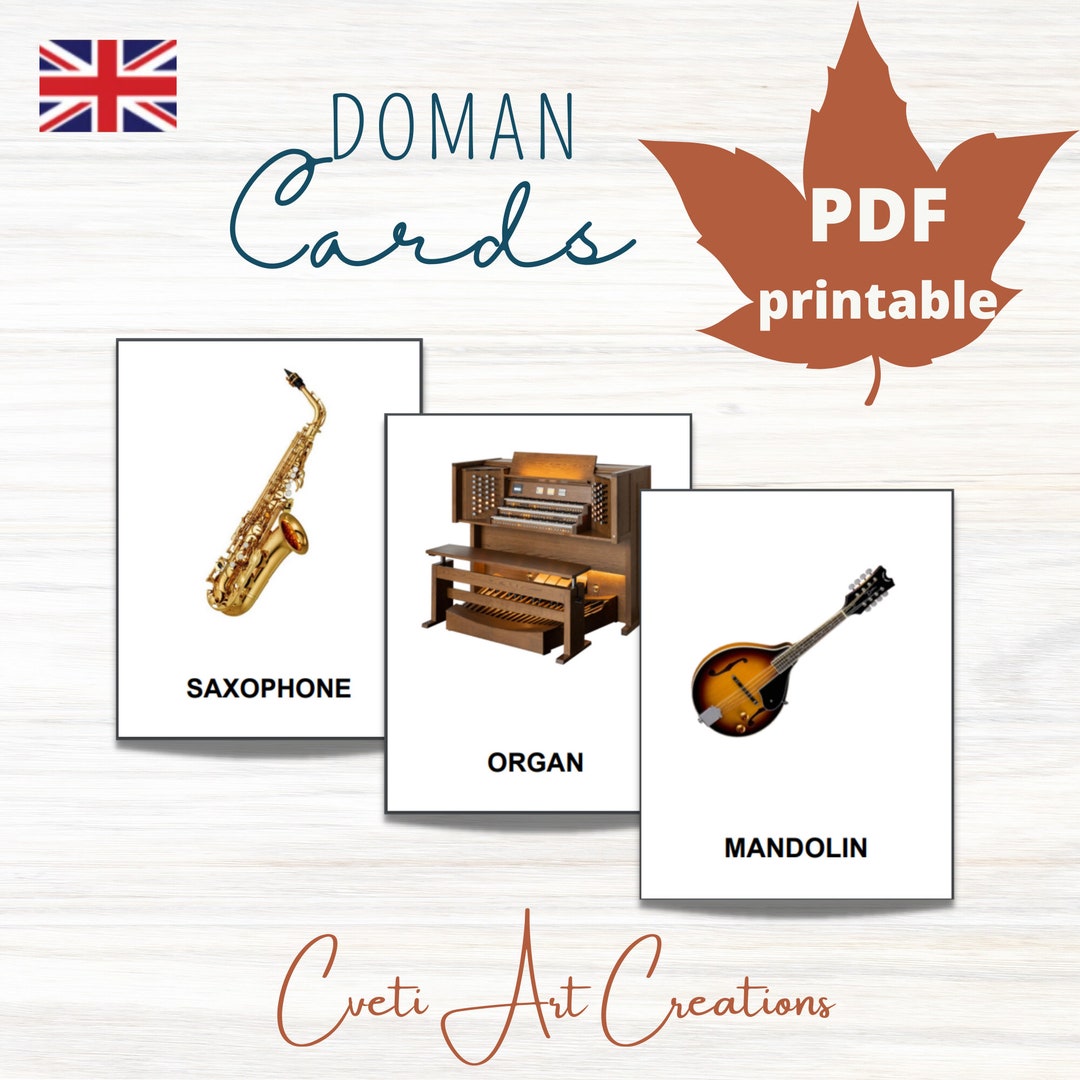 MUSIC INSTRUMENTS Card Material * 26 Montessori Nomenclature Flash ...