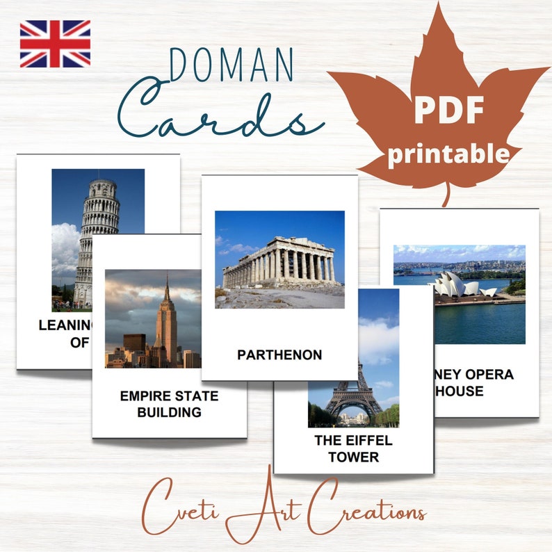 Famous PLACES Card Material * 16 Montessori Nomenclature Flash Cards ...