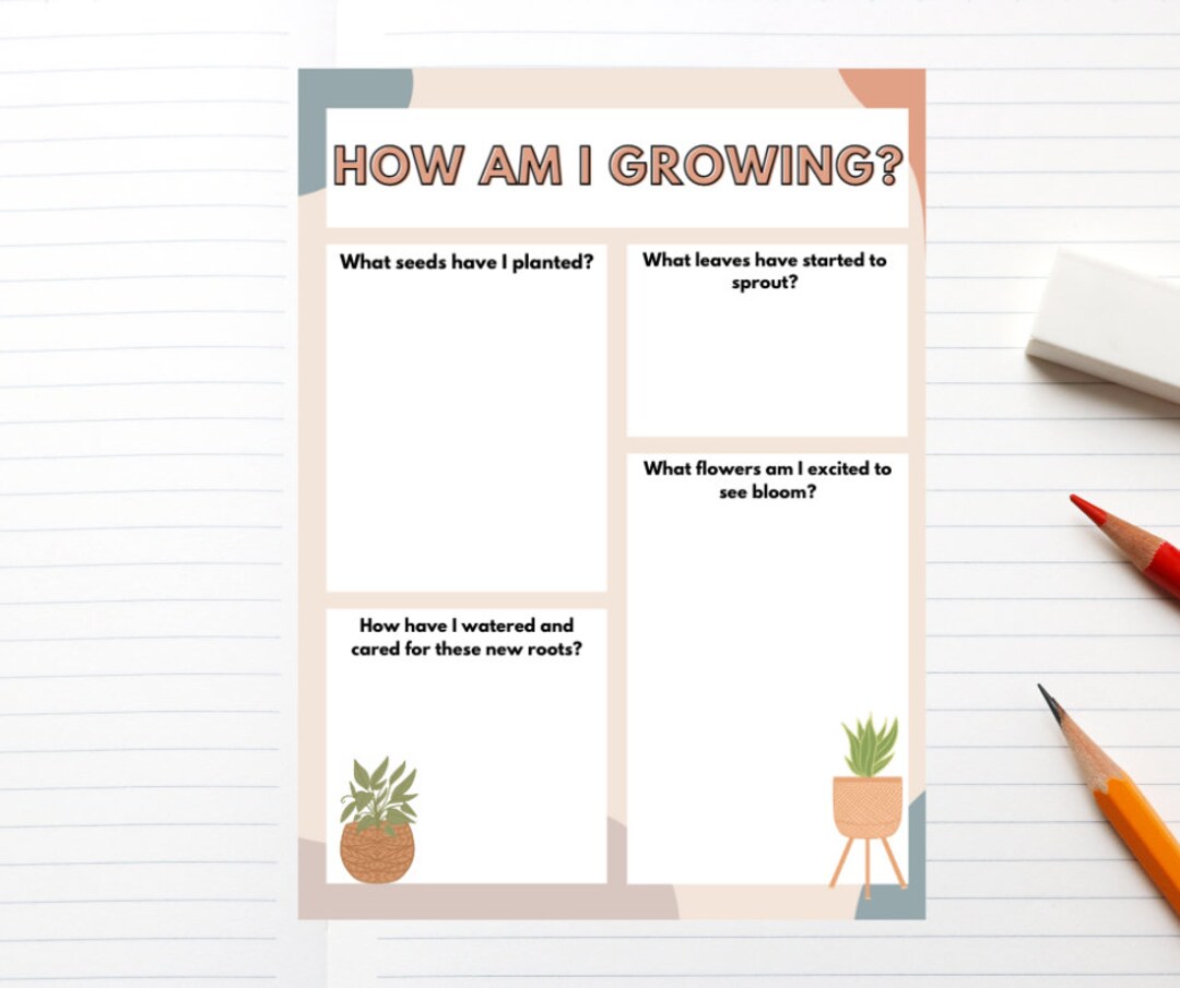 Growth Reflection Worksheet Therapy Worksheet School - Etsy