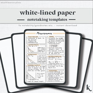 White Lined Paper Digital Notes iPad Notes Grid Paper, Lined Paper, Dot ...