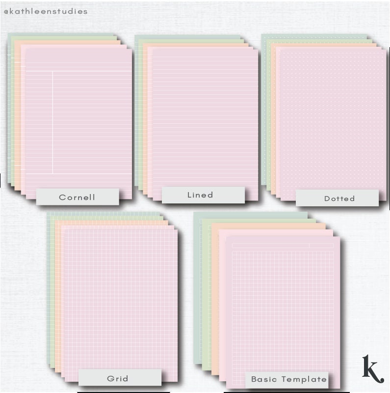 25 White Lined Coloured Paper Note Templates | Digital Notes | iPad ...