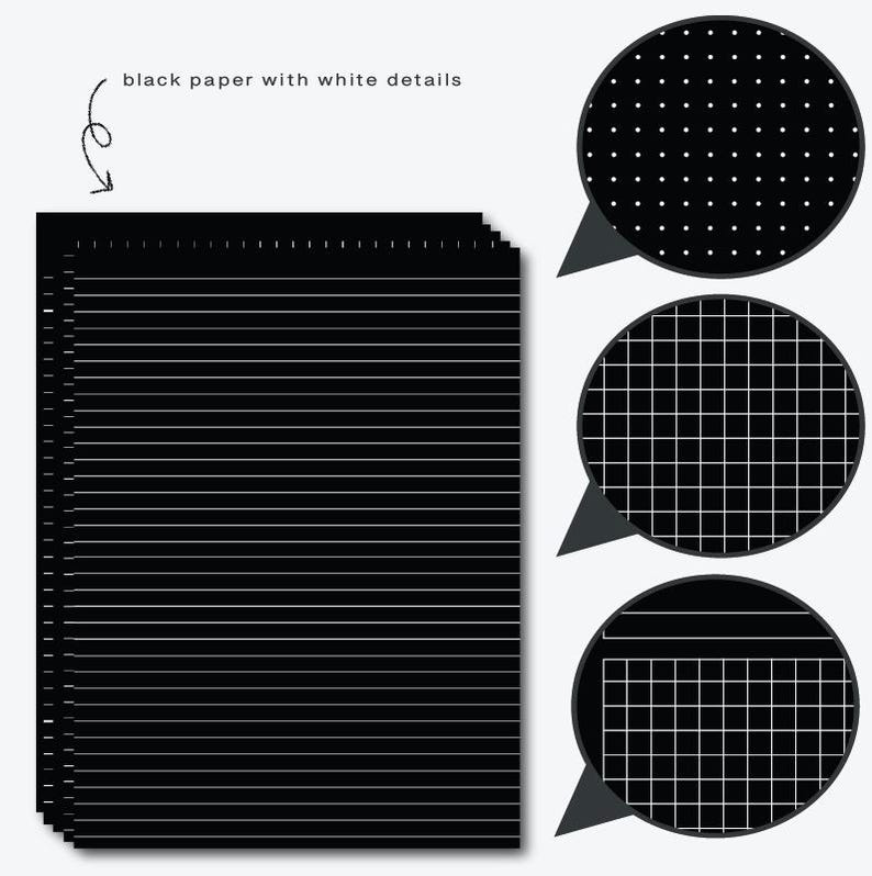 Black Lined Paper | Digital Notes | iPad Notes | Grid Paper, Lined ...