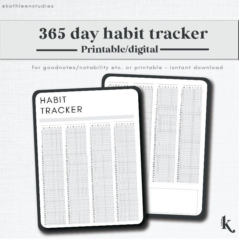 365 Day Habit Tracker | Goals Tracker | 2022 Habit Tracker | Goals | Habits | Habit Tracker ...
