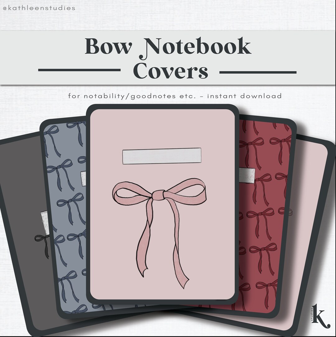Bow Coquette Inspired Digital Notebook Covers | Digital Download | A4 ...