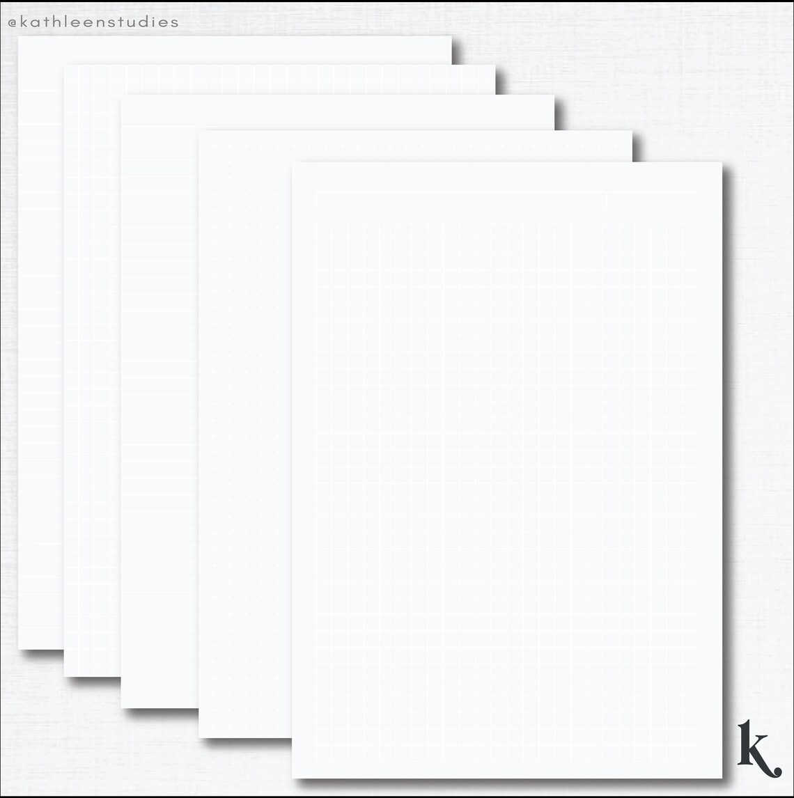 White Lined Paper Digital Notes iPad Notes Grid Paper, Lined Paper, Dot ...