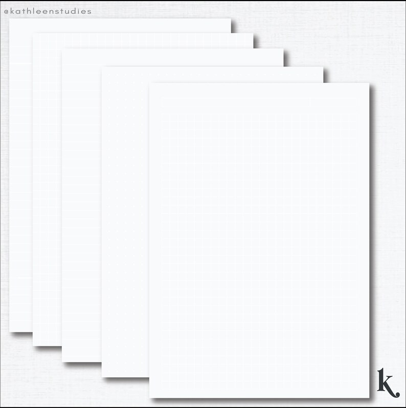 White Lined Paper Digital Notes iPad Notes Grid Paper, Lined Paper, Dot ...