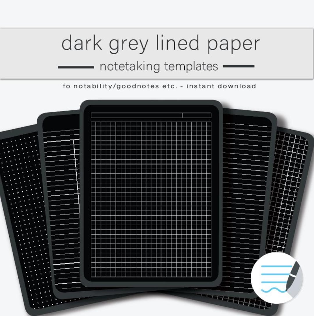 Black Lined Paper | Digital Notes | iPad Notes | Grid Paper, Lined ...