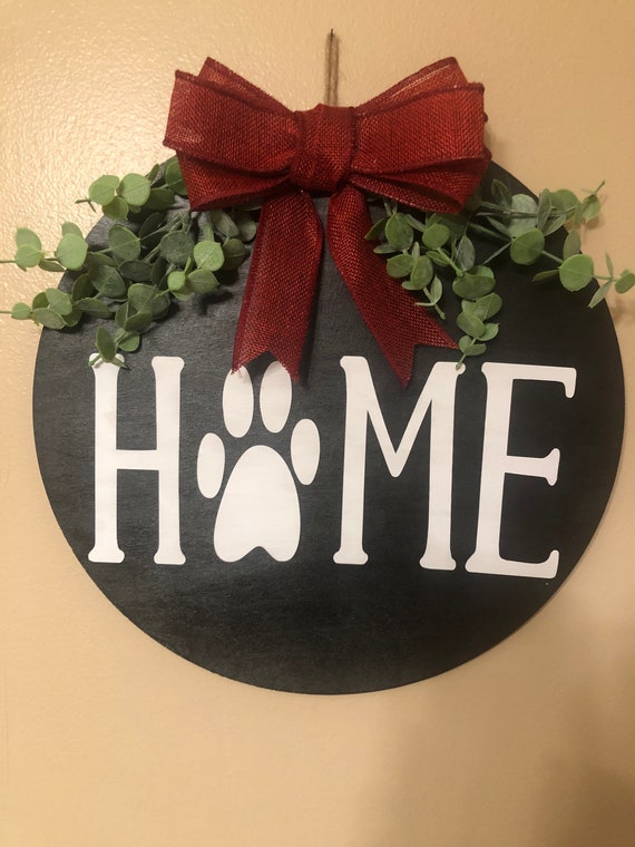 Wood Home Dog Paw Door Hanger/ Decoration | Etsy