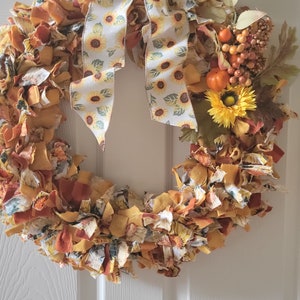 Rag Wreath-fall-yellow and Sunflower Handmade Rag Wreath - Etsy