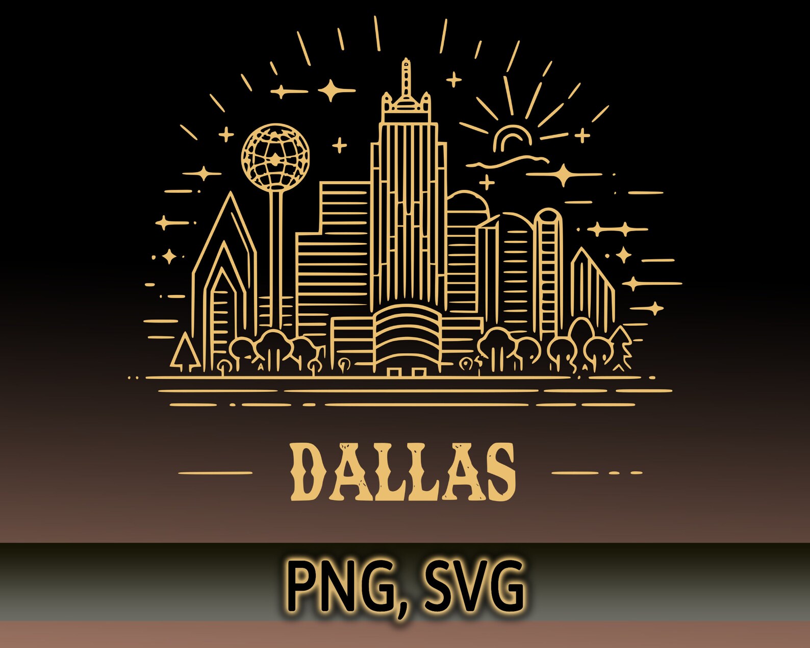 Dallas Skyline SVG and PNG - Modern Line Art for Cricut and Crafts ...