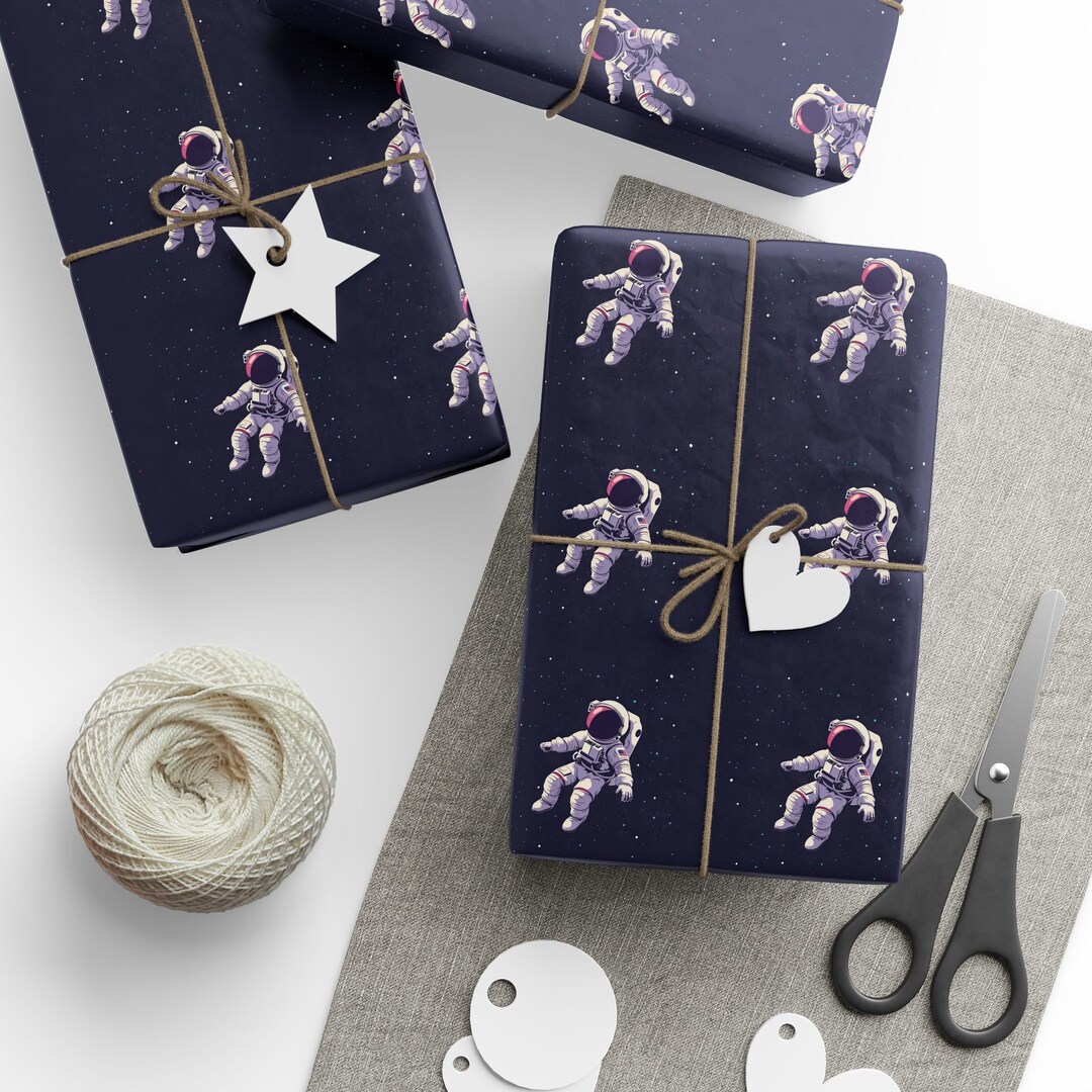 Astronaut Floating in Space Wrapping Paper - High-quality Custom ...