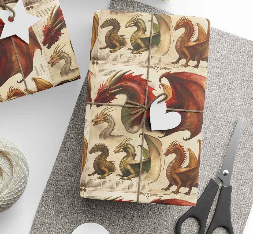 Targaryen Dragons Wrapping Paper GOT, HOTD, Mythical Dragon Wrapping ...