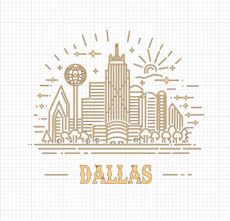 Dallas Skyline SVG and PNG - Modern Line Art for Cricut and Crafts ...