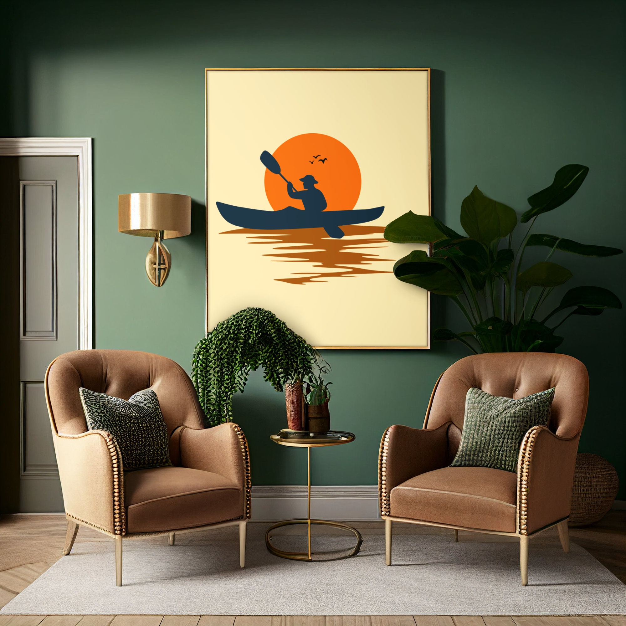 Kayak Sunset Silhouette SVG & PNG Digital Download Paddler in Canoe ...