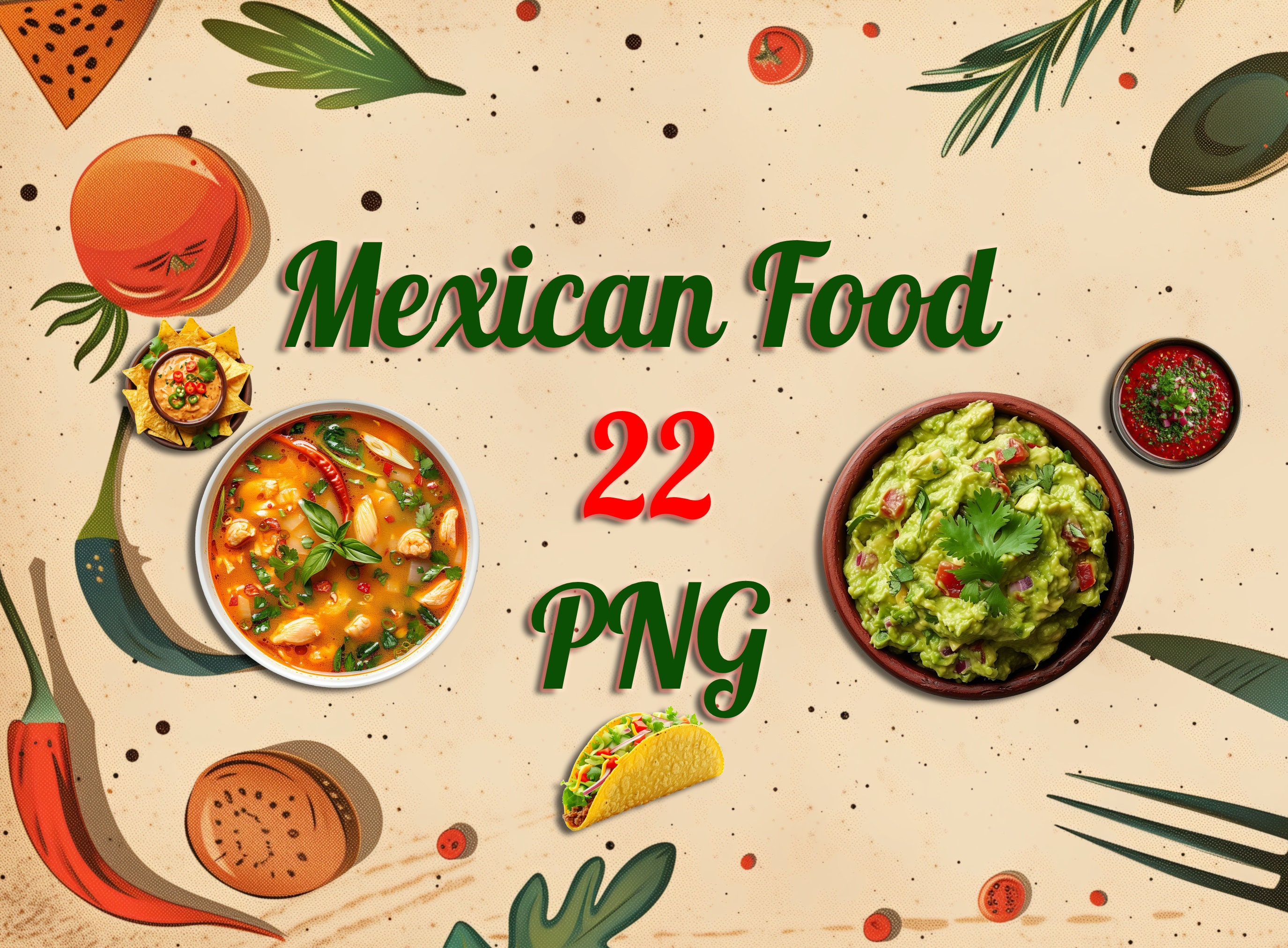 Mexican Cuisine Clipart Bundle - Tacos, Burritos, Nachos & More! High ...