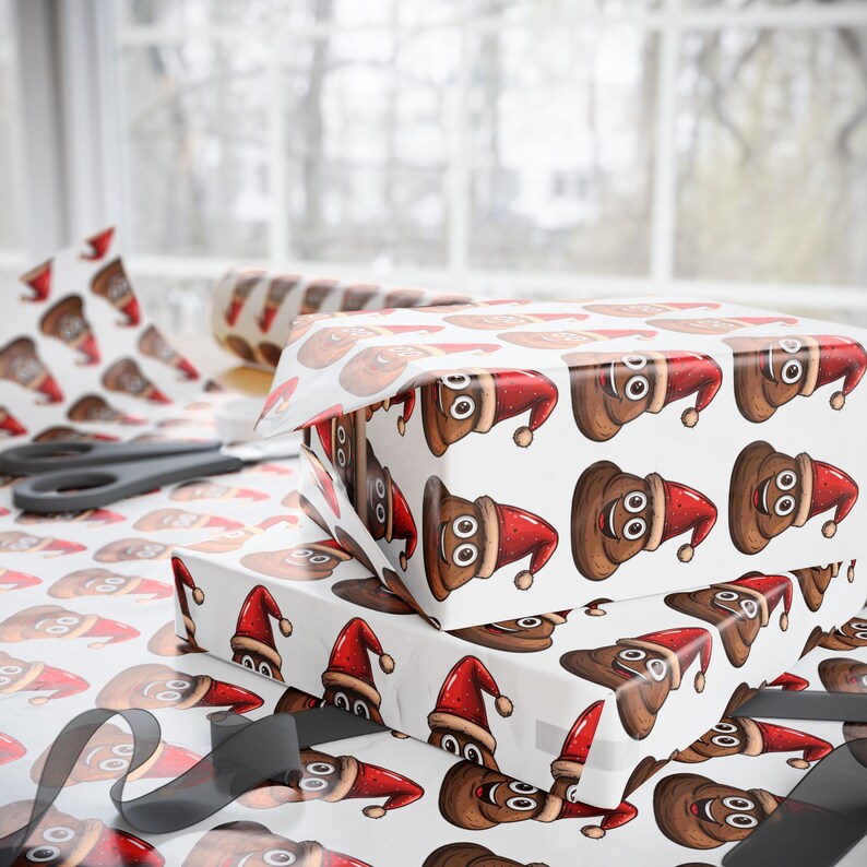 Festive Poop Emoji Wrapping Paper With Humorous Holiday Design - Etsy