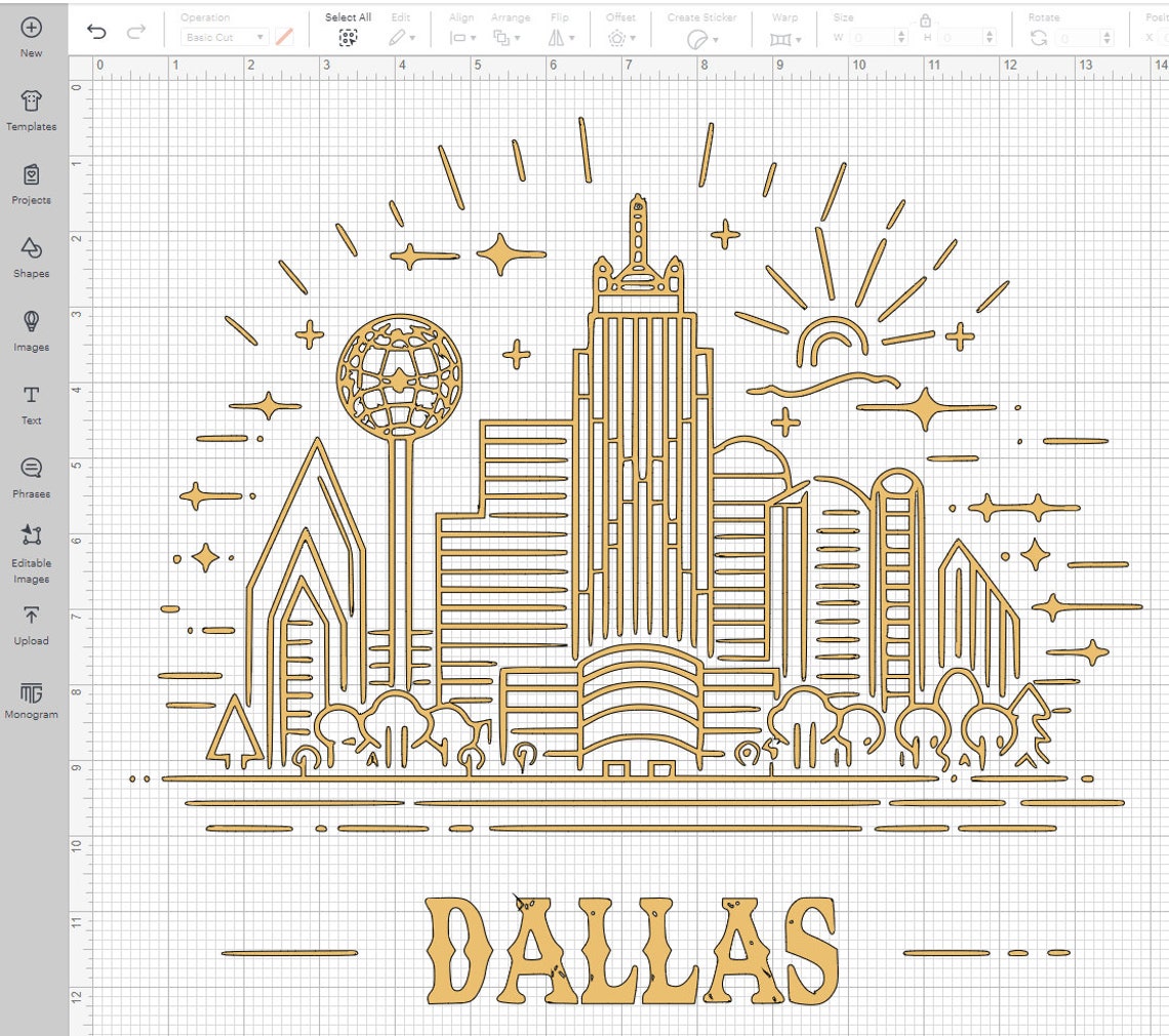 Dallas Skyline SVG and PNG Modern Line Art for Cricut and Crafts, Ideal ...